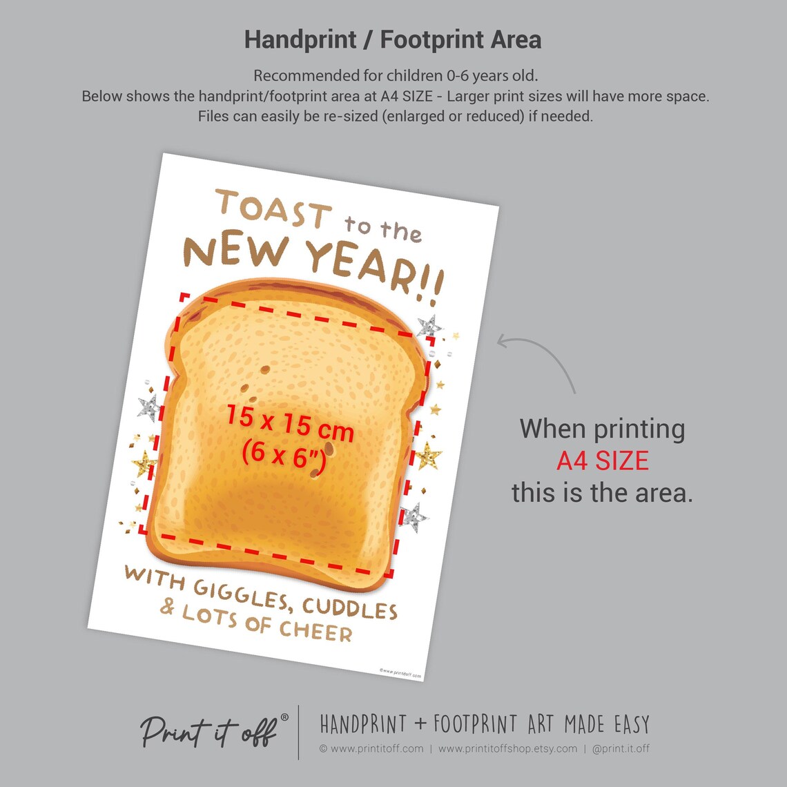 Toast Happy New Year - Handprint Footprint Art Craft Printable Keepsake ...