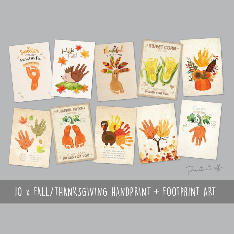 Fall Thanksgiving Pack Handprint Footprint Foot Hand Art Craft - Etsy