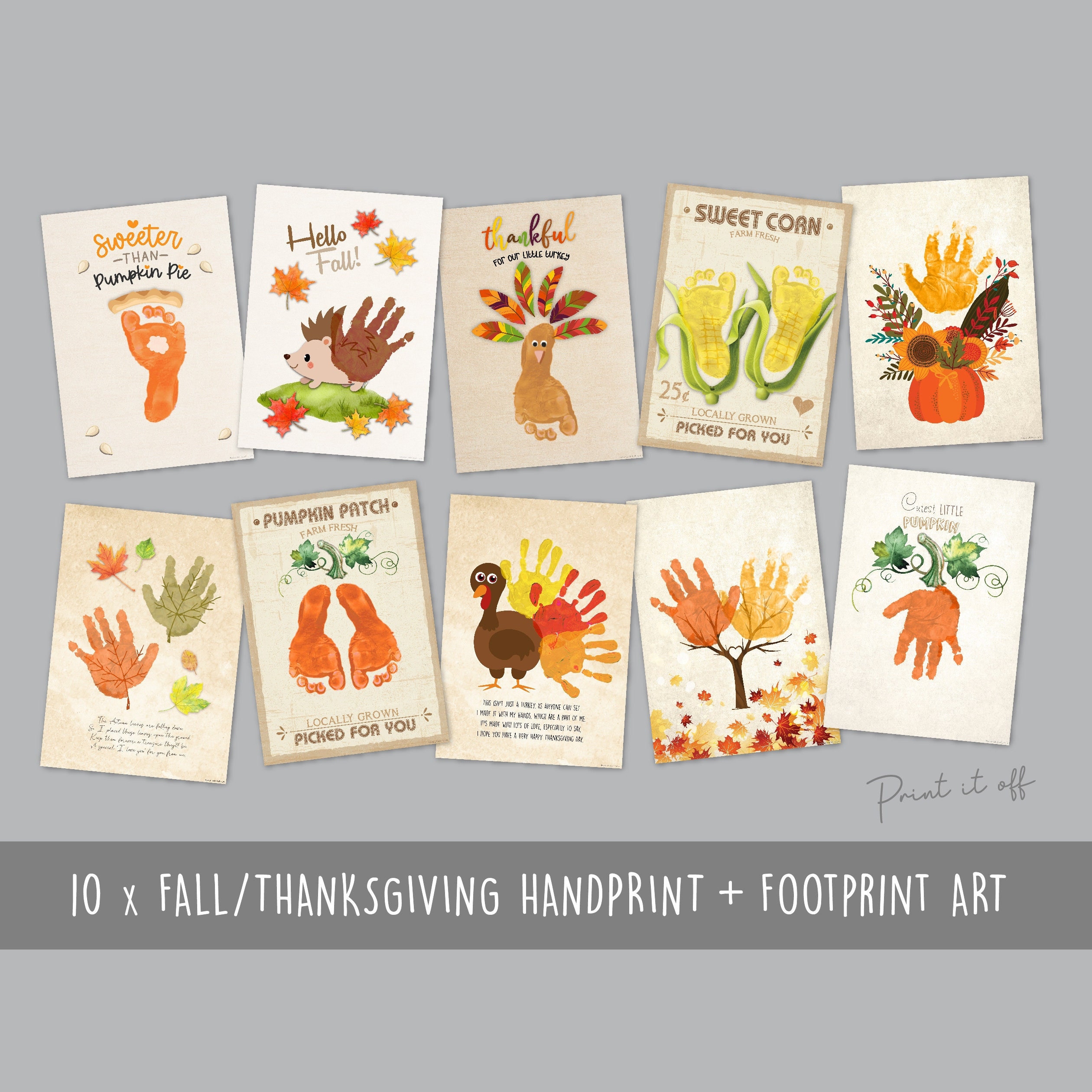 Fall Thanksgiving Pack Handprint Footprint Foot Hand Art Craft - Etsy