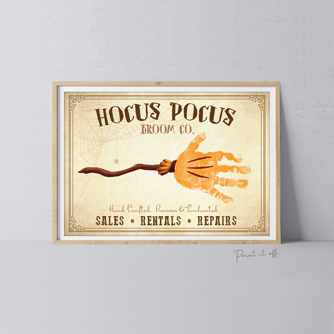 Hocus Pocus Handprint Art Craft / Witch Broom Stick Halloween Sign ...