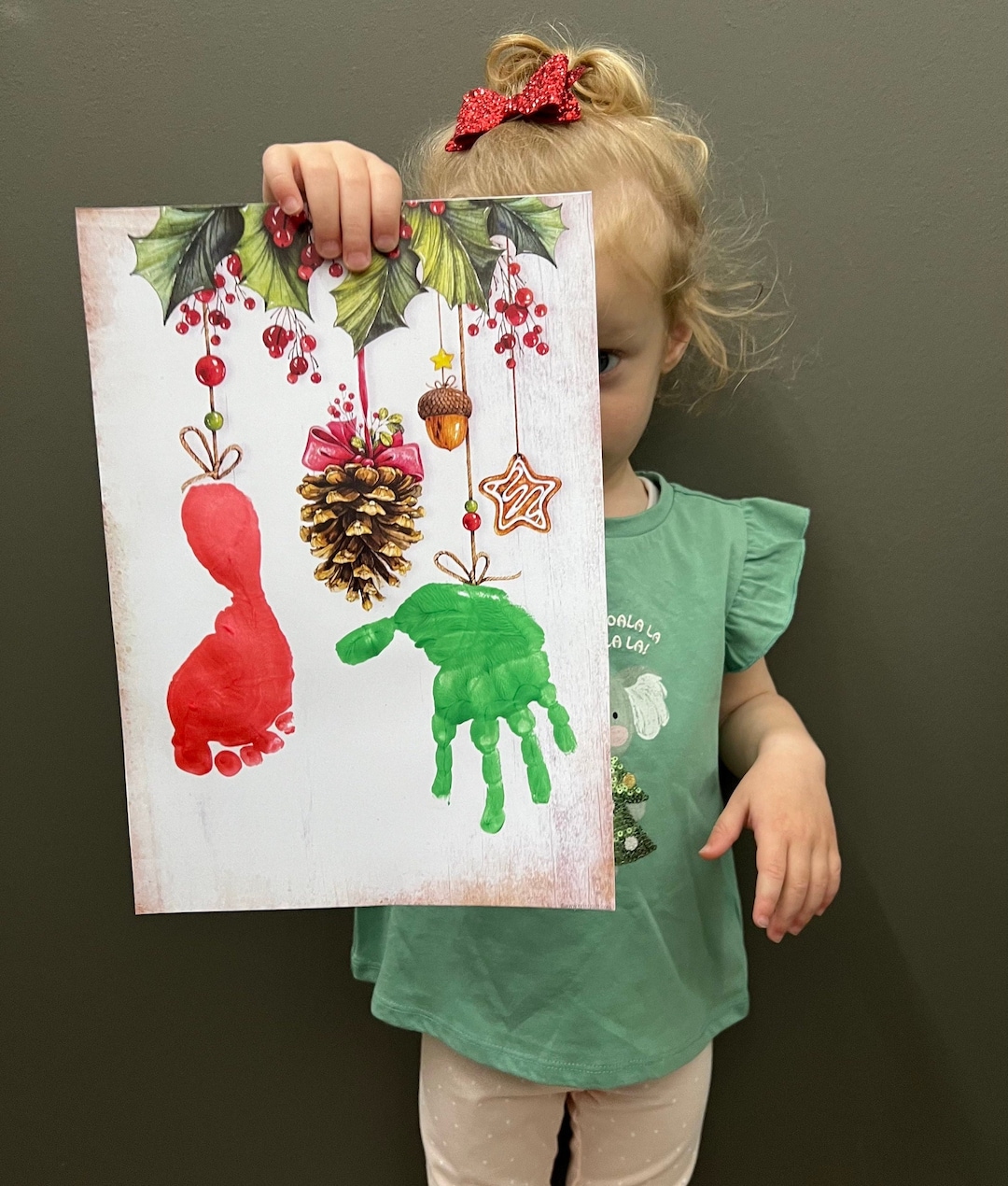 Christmas Handprint Footprint Art Craft / Mistletoe First Xmas Baby ...