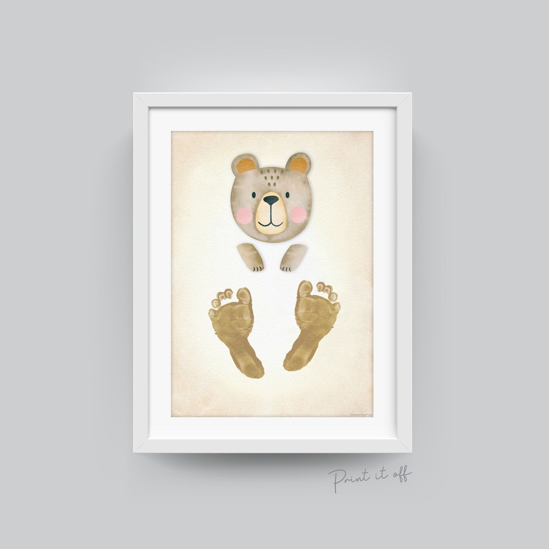 Baby Teddy Bear Footprint Foot Art Craft Kit / Baby Newborn Kids ...