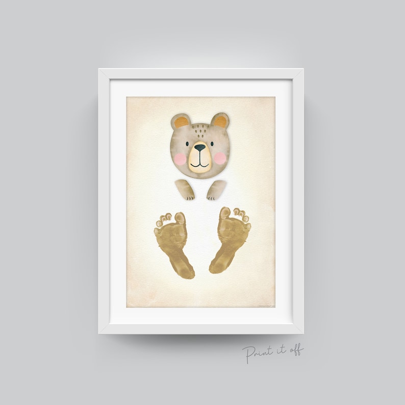 Baby Teddy Bear Footprint Foot Art Craft Kit / Baby Newborn Kids ...