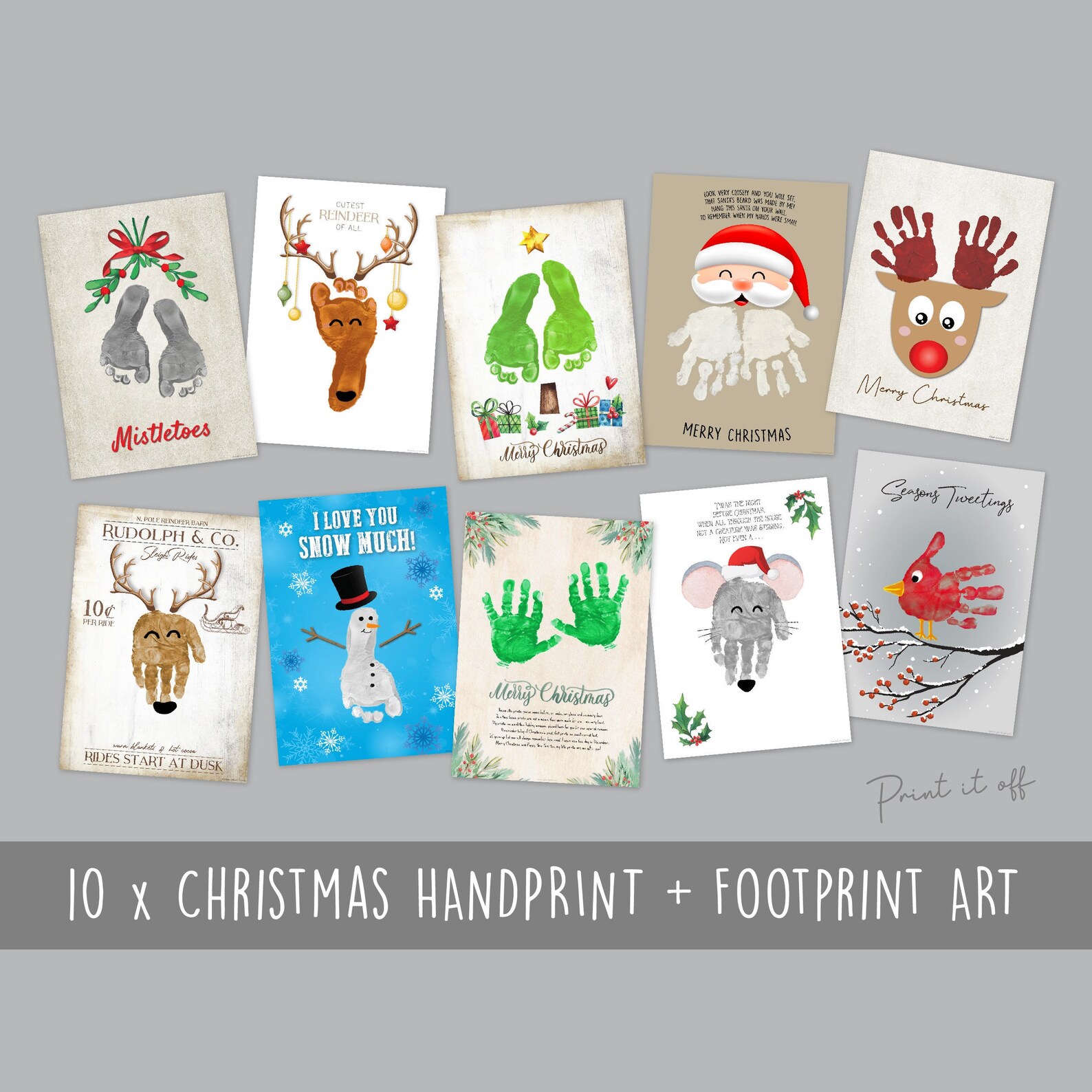 Christmas Xmas Pack Handprint Footprint Foot Hand Art Craft / - Etsy