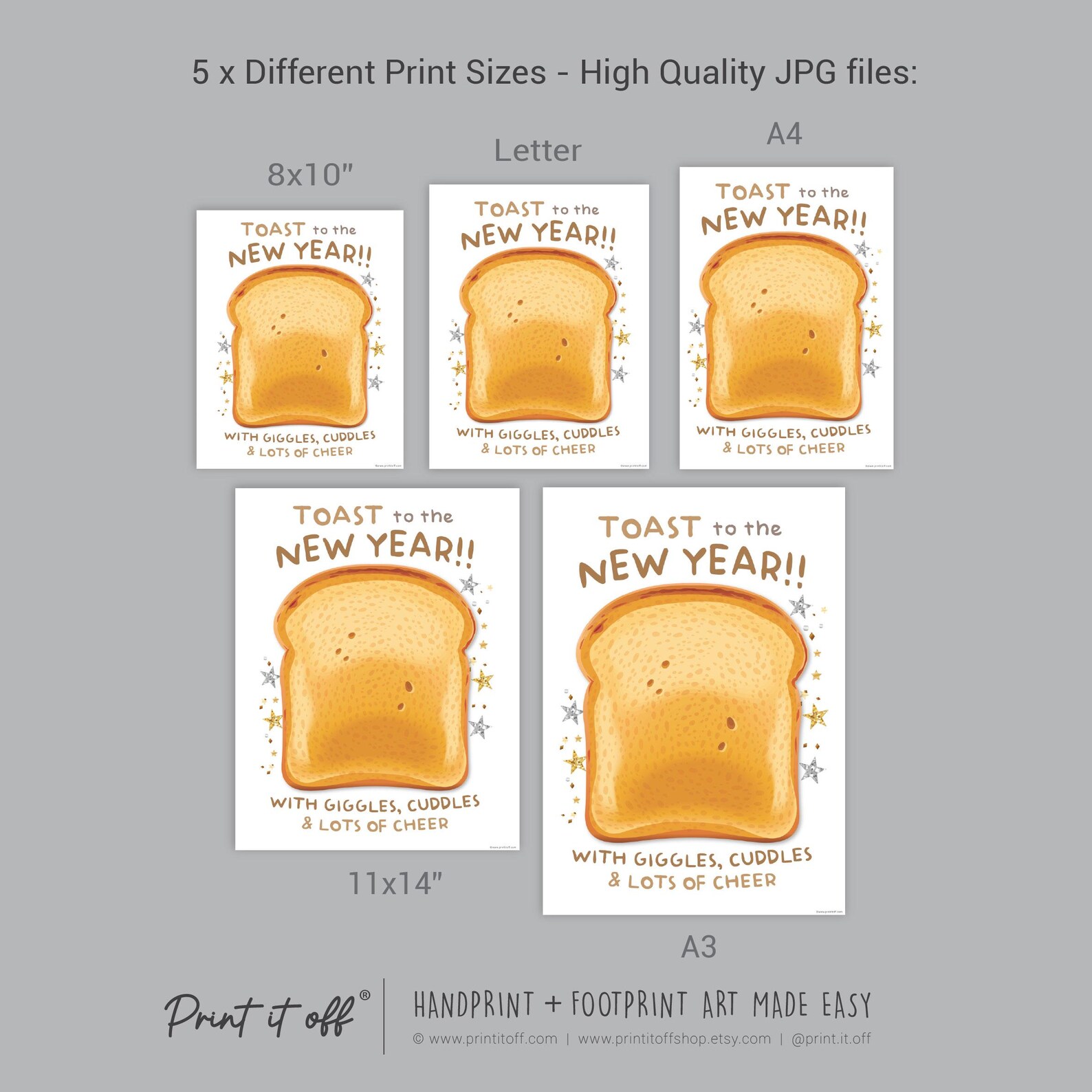 Toast Happy New Year - Handprint Footprint Art Craft Printable Keepsake ...
