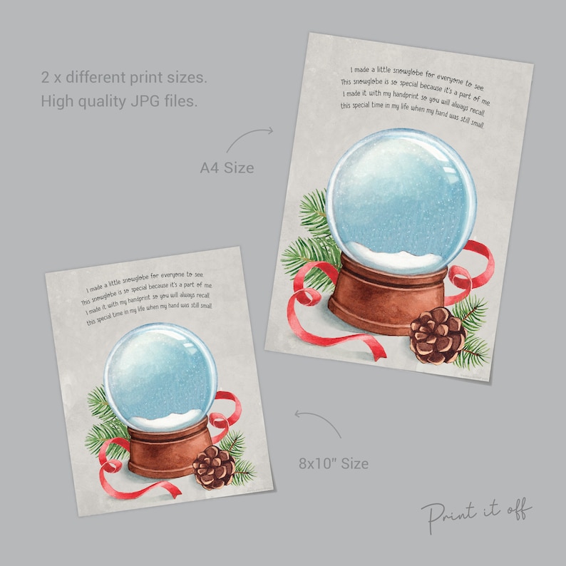 Snowglobe Handprint Footprint Art Craft / 1st First Xmas - Etsy