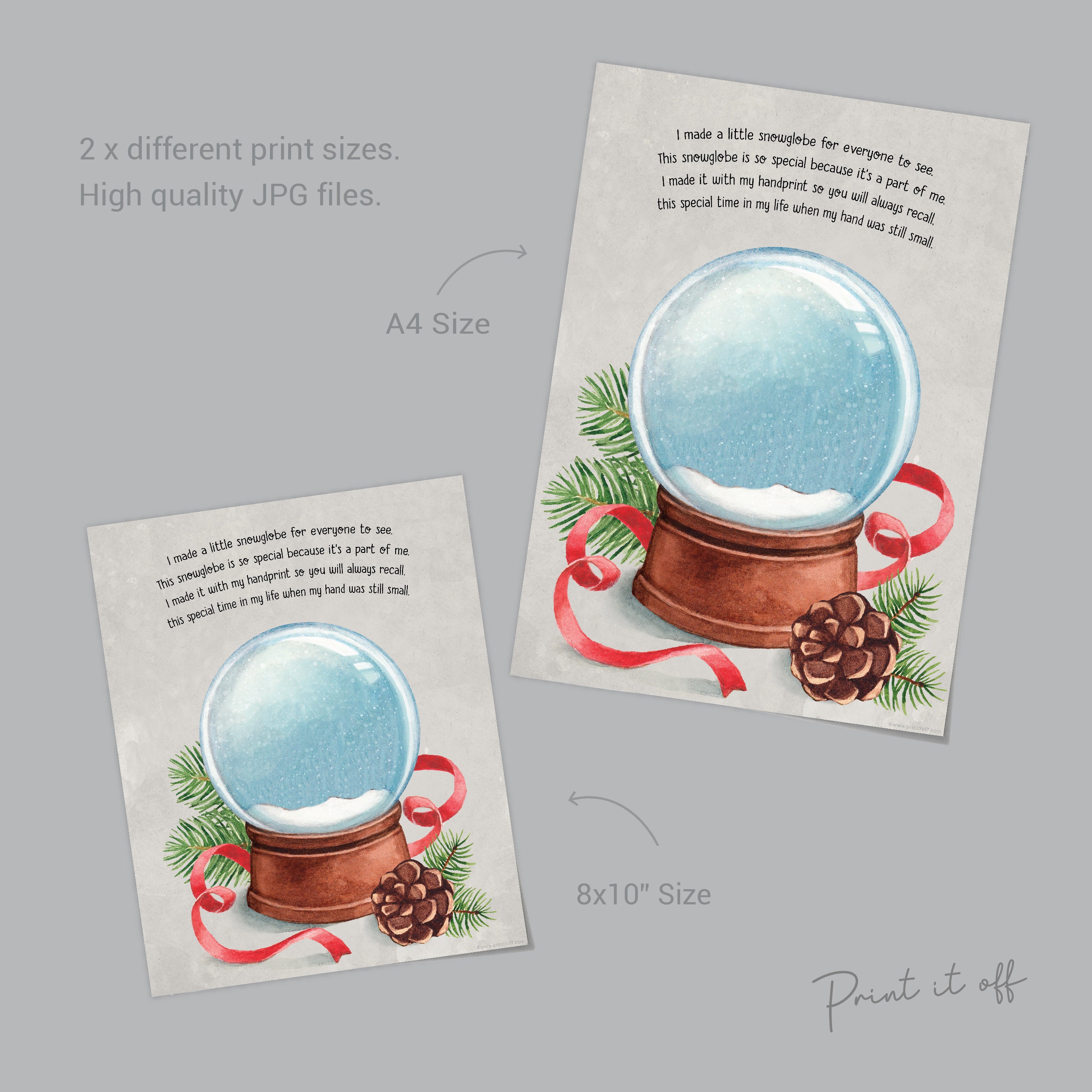 Snowglobe Handprint Footprint Art Craft / 1st First Xmas - Etsy