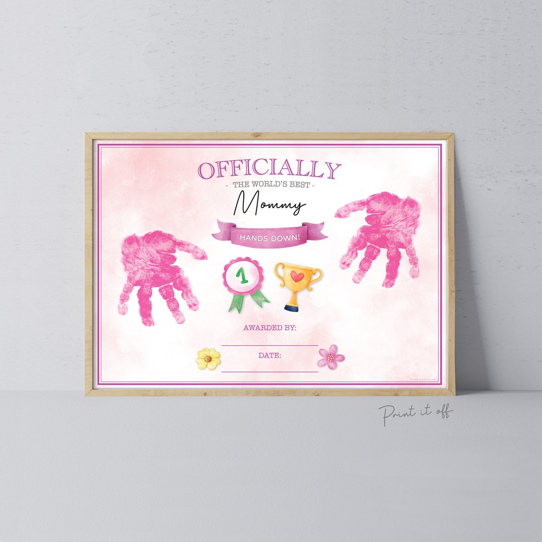 Mommy Certificate Handprint Art Craft / Happy Mothers Day Flower Mom ...