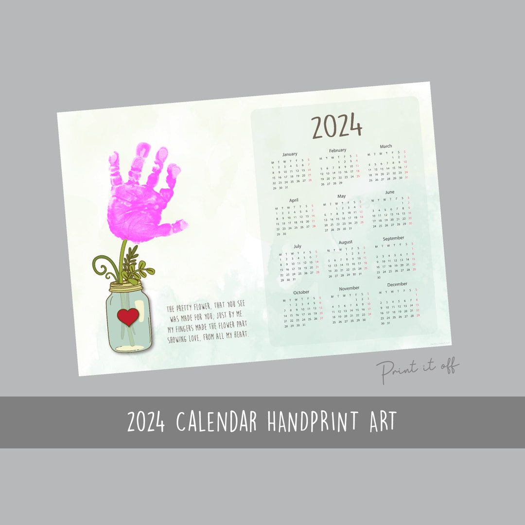2024 Flower Jar Calendar Year / Handprint Footprint Art Craft - Etsy