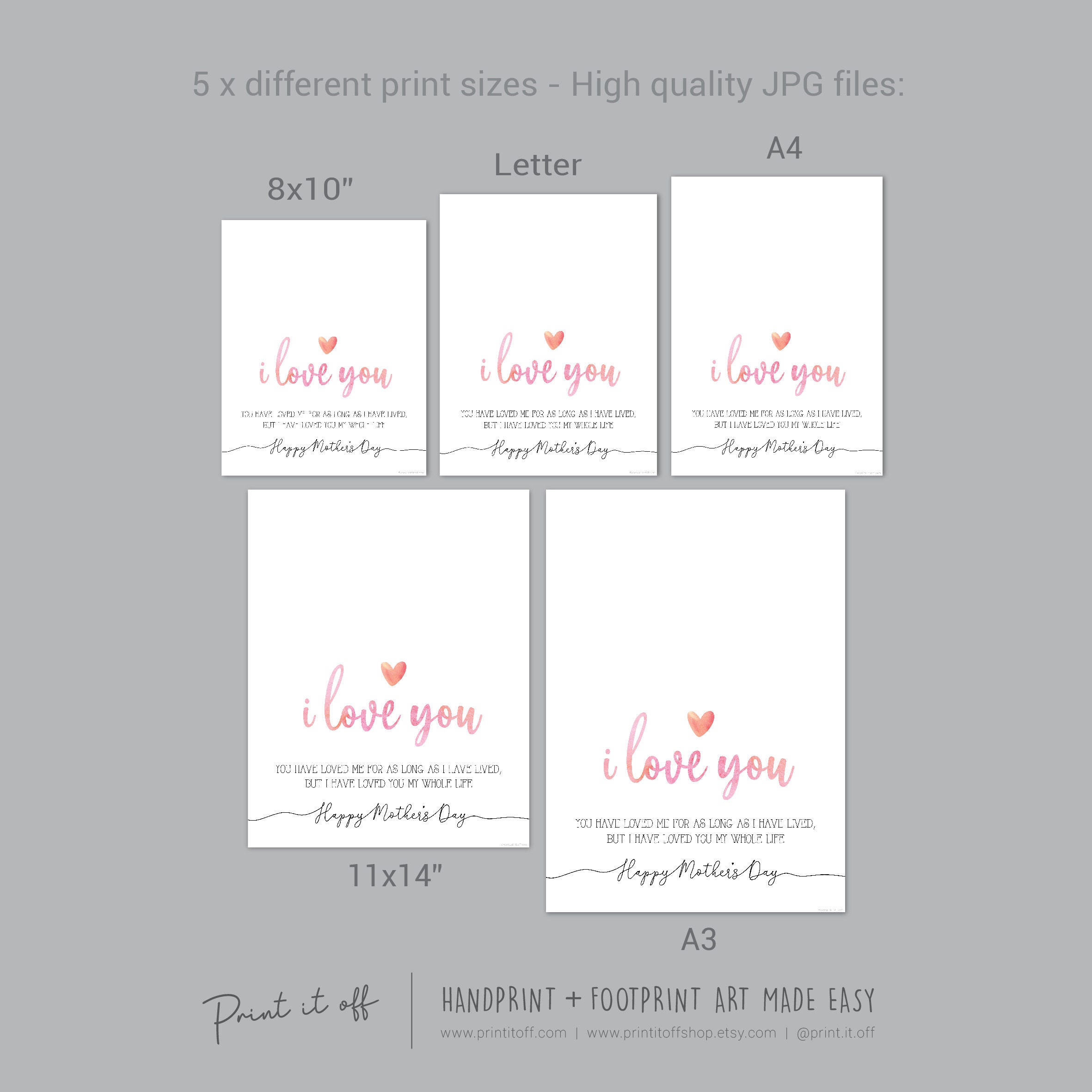 Happy Mother's Day I Love You / Footprint Handprint Feet Foot Art Craft ...