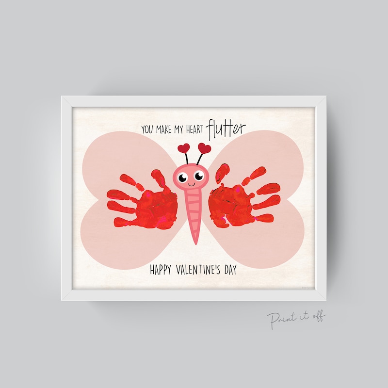 Valentines Day Butterfly Handprint Print Out - Etsy