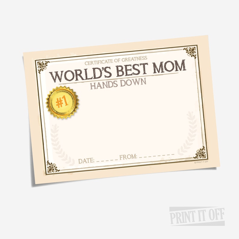 Mom Certificate / Handprint Art / World's Best Mom Hands | Etsy