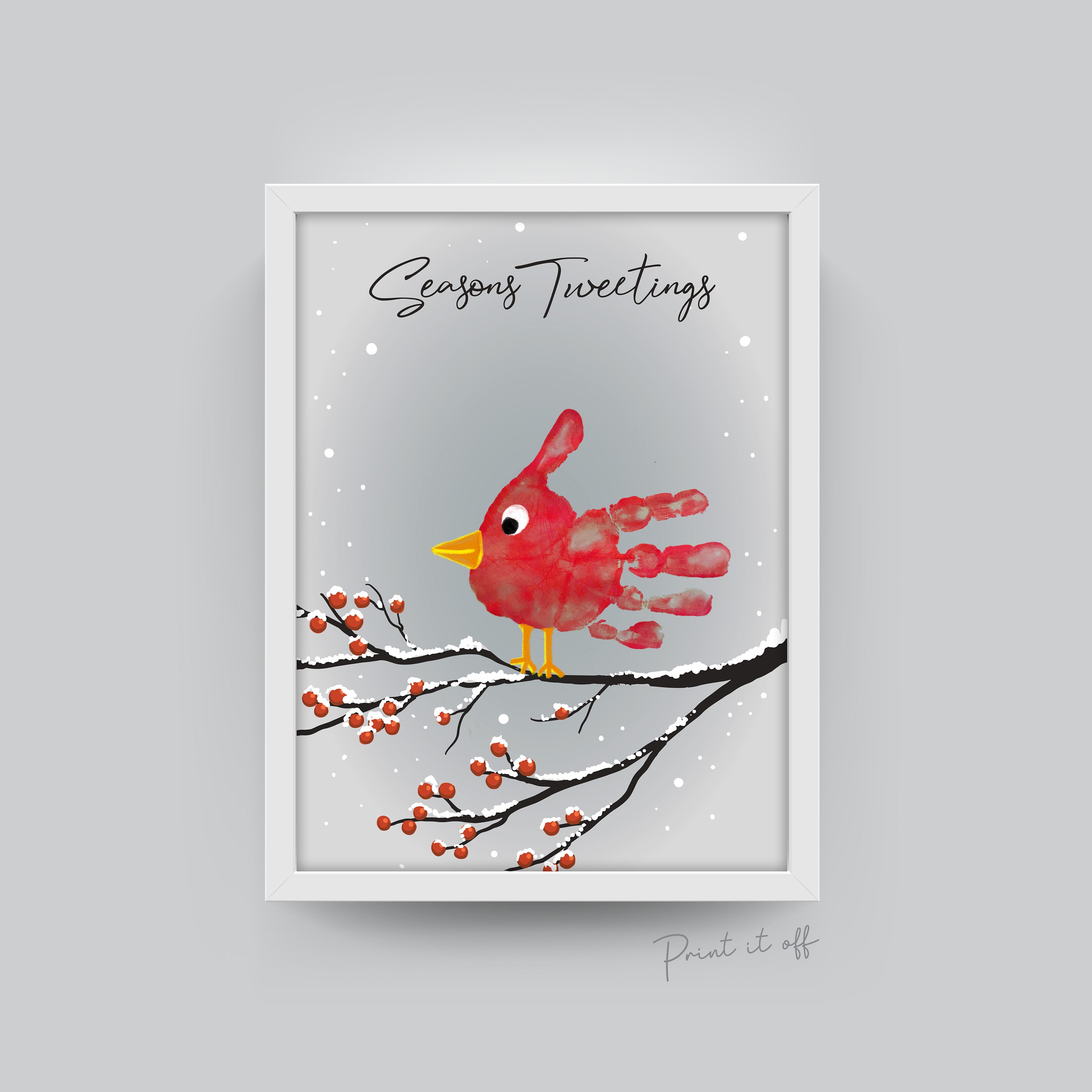 Seasons Tweetings / Christmas Robin Cardinal Bird / Xmas Handprint Art ...
