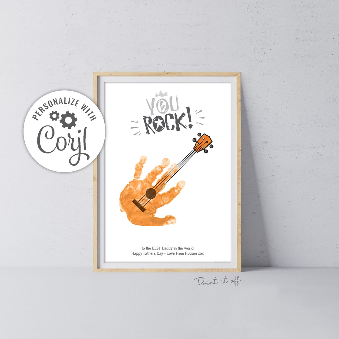 Guitar You Rock EDITABLE / Handprint Hand Art Craft / - Etsy