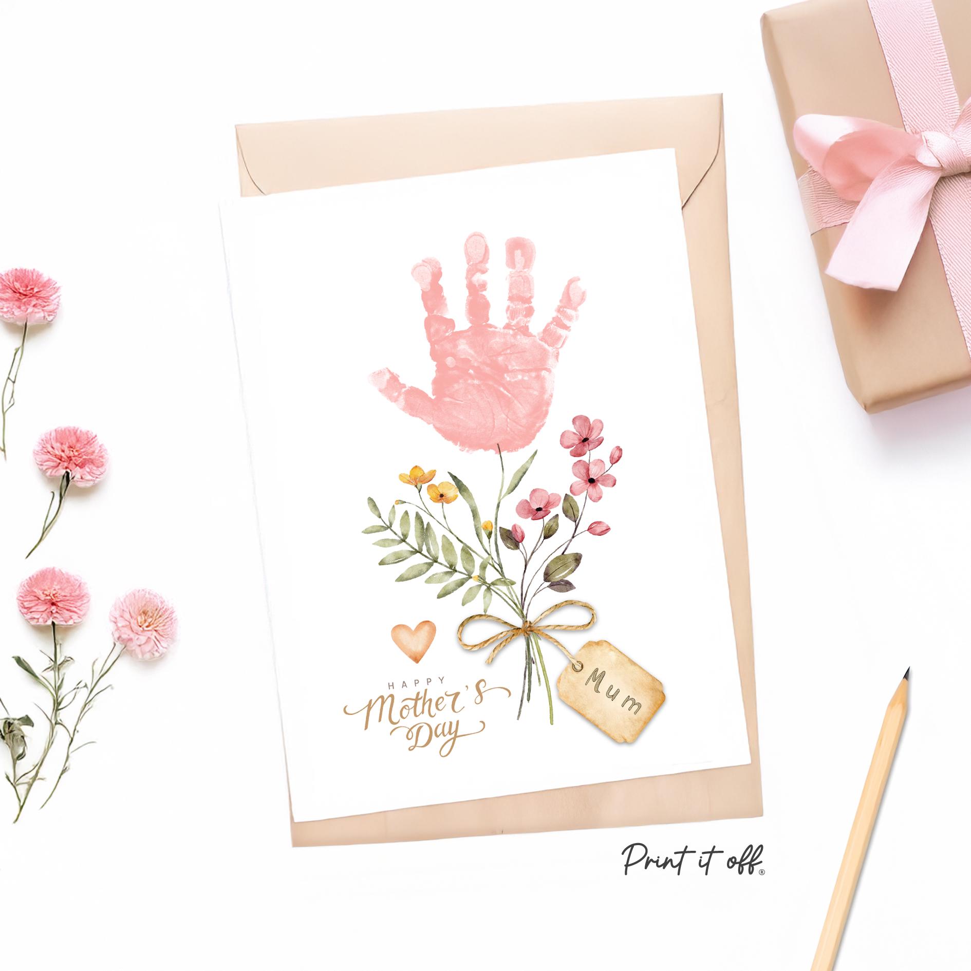 Mother's Day Handprint Tag / Hand Flower Mom Mum Grandma / Activity ...