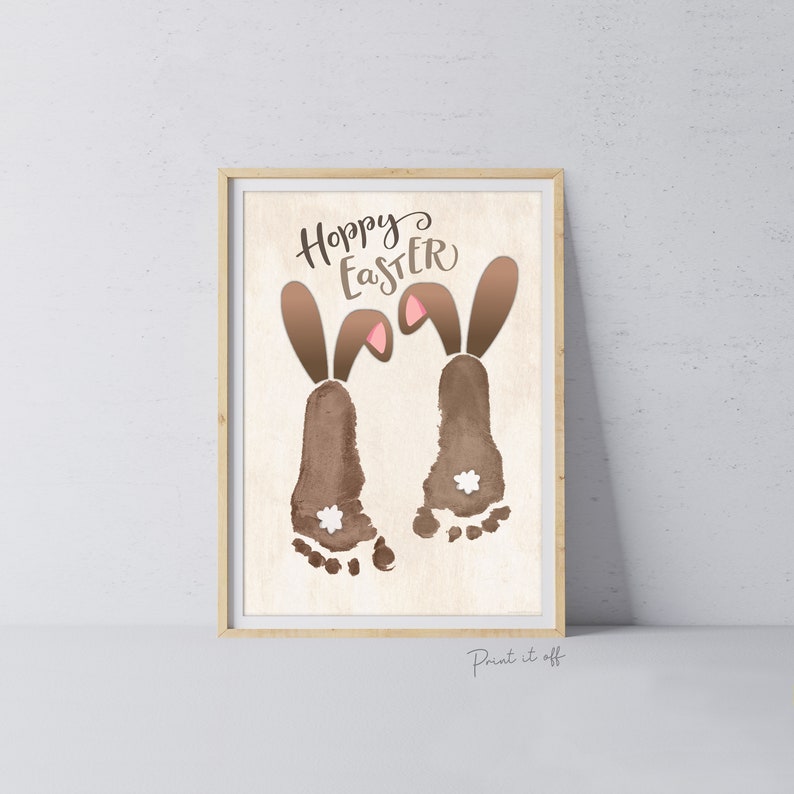 Hoppy Easter 2 X Bunny Brown / Footprint Art / Siblings Foot Feet ...