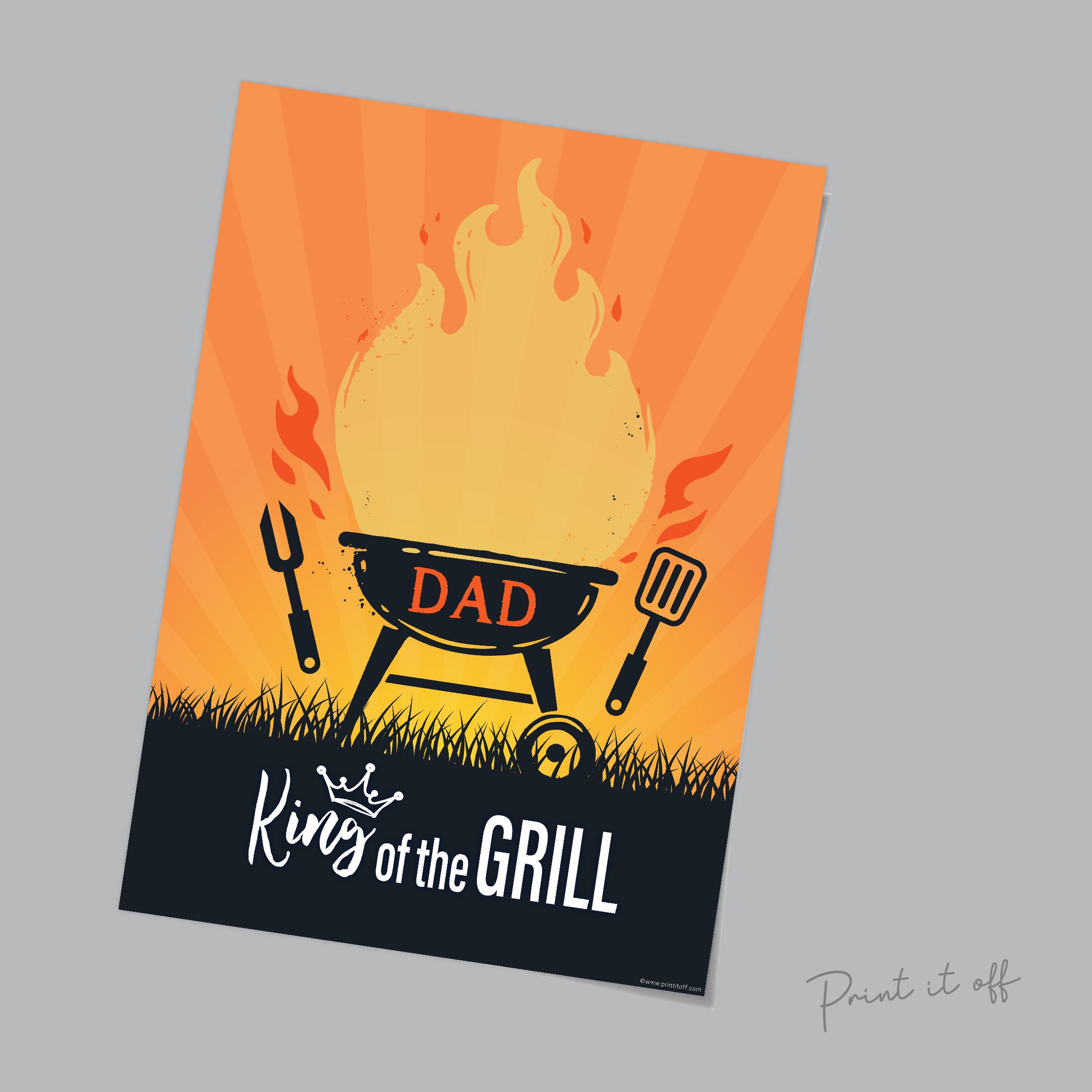 Dad King of the Grill / BBQ Grill Master / Handprint Hand Art | Etsy
