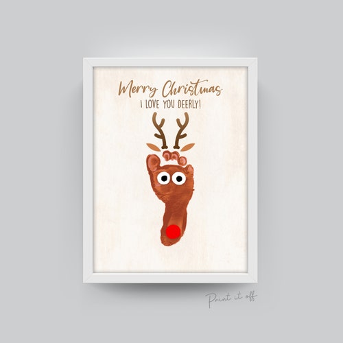 Little Reindeer Footprint Merry Christmas Handprint Art - Etsy