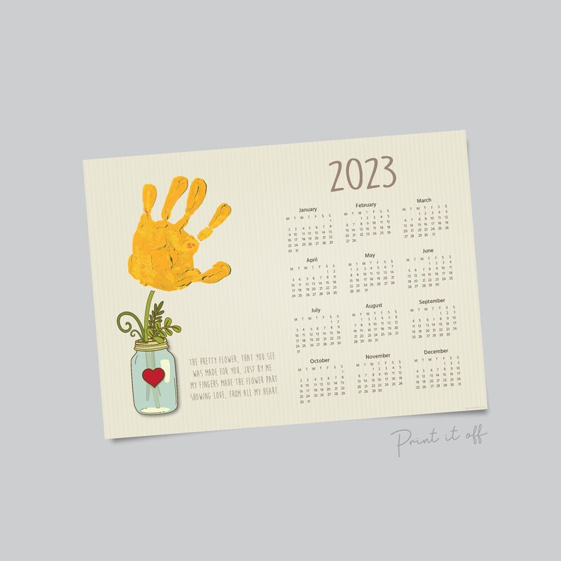 Handprint Calendar 2023 Printable Calendar 2023 Handprint Calendar 2023 Printable Calendar 2023
