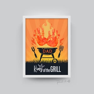 Dad King of the Grill / BBQ Grill Master / Handprint Hand Art Craft ...