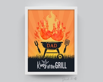 Grill Master Father's Day Handprint Sign Printable BBQ Dad Sign ...