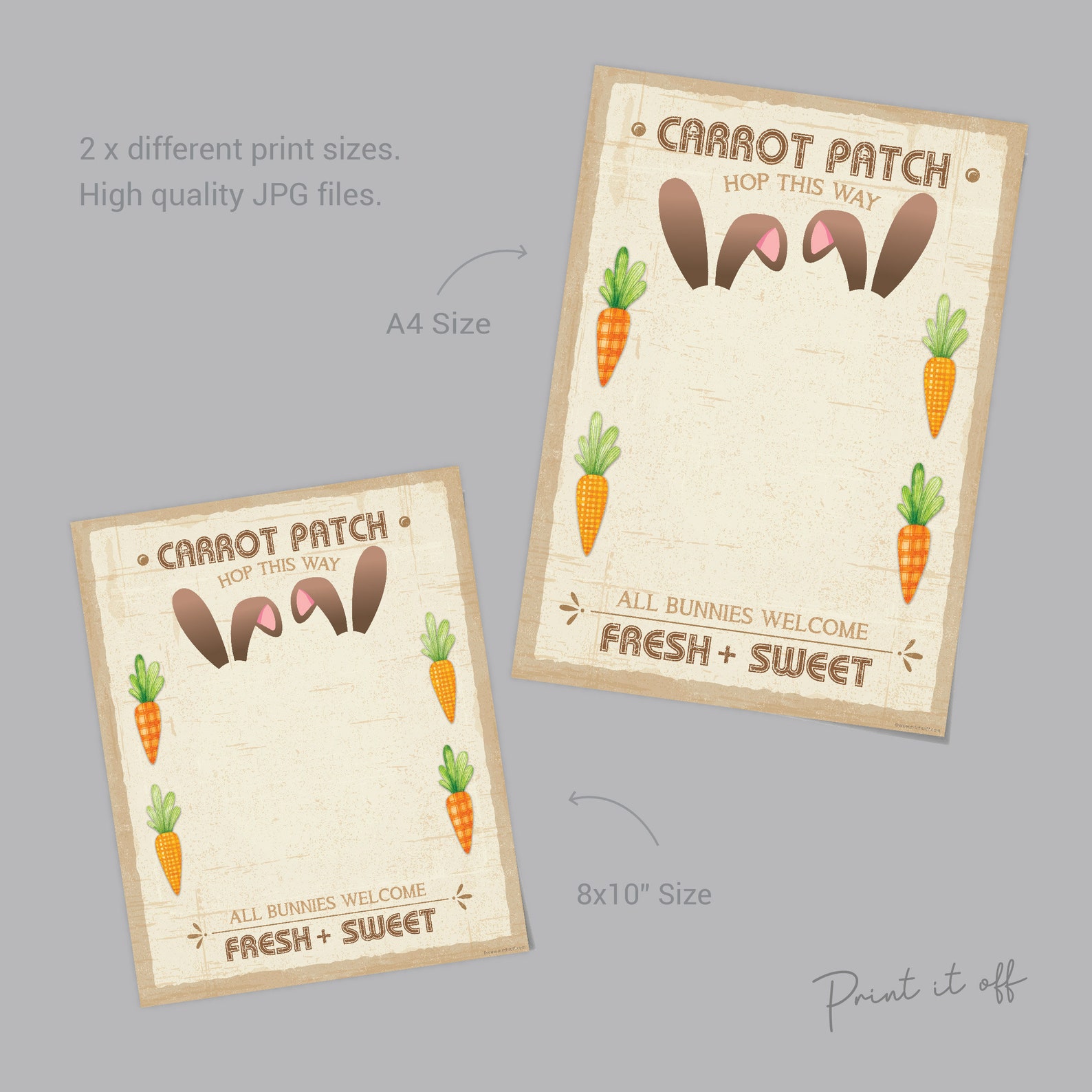 Bunny Carrot Patch / Easter / Handprint Footprint Feet Art - Etsy