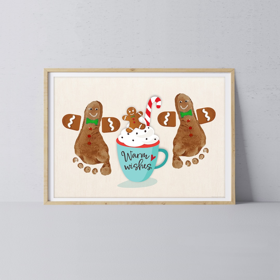 Warm Wishes Gingerbread Footprint Art Craft / First Christmas Xmas Baby ...