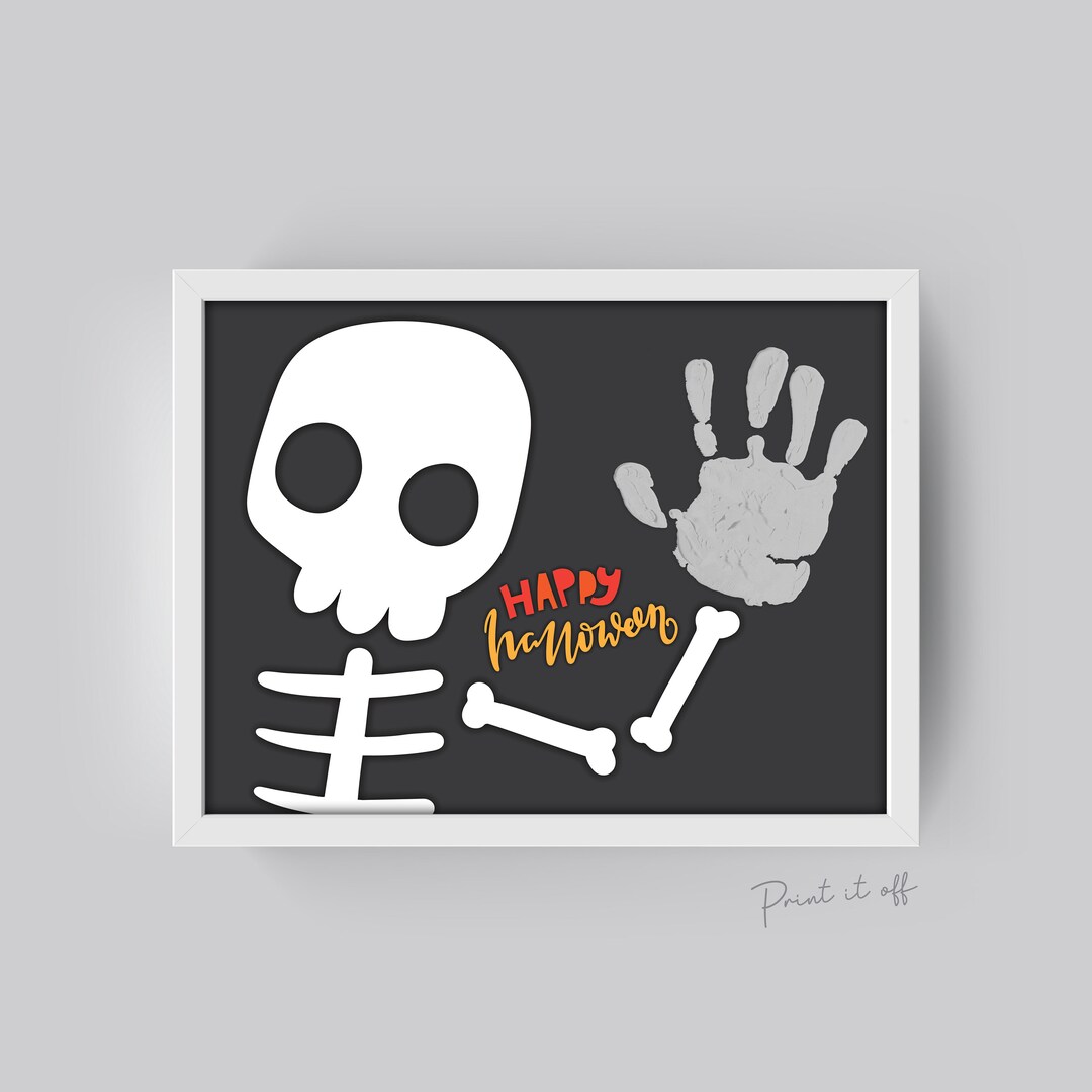 Halloween Art Craft / Footprint Handprint Art / Skeleton / Happy ...