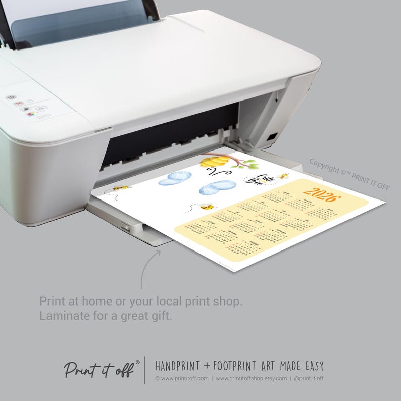 2026 Cute as Can Bee Calendar Year Yearly / Handprint Footprint Art ...