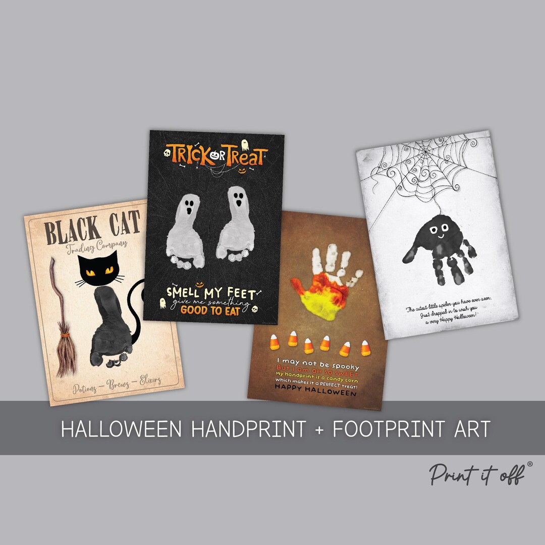 Halloween Footprint Handprint Art Craft / Kids Toddler Baby Card DIY ...