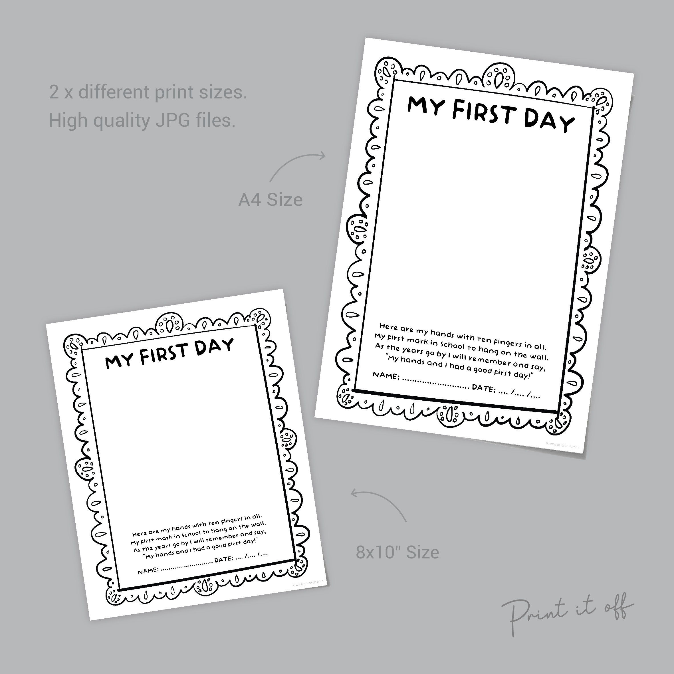 My First Day School / Handprint Hand Craft Art Poem / Starting - Etsy
