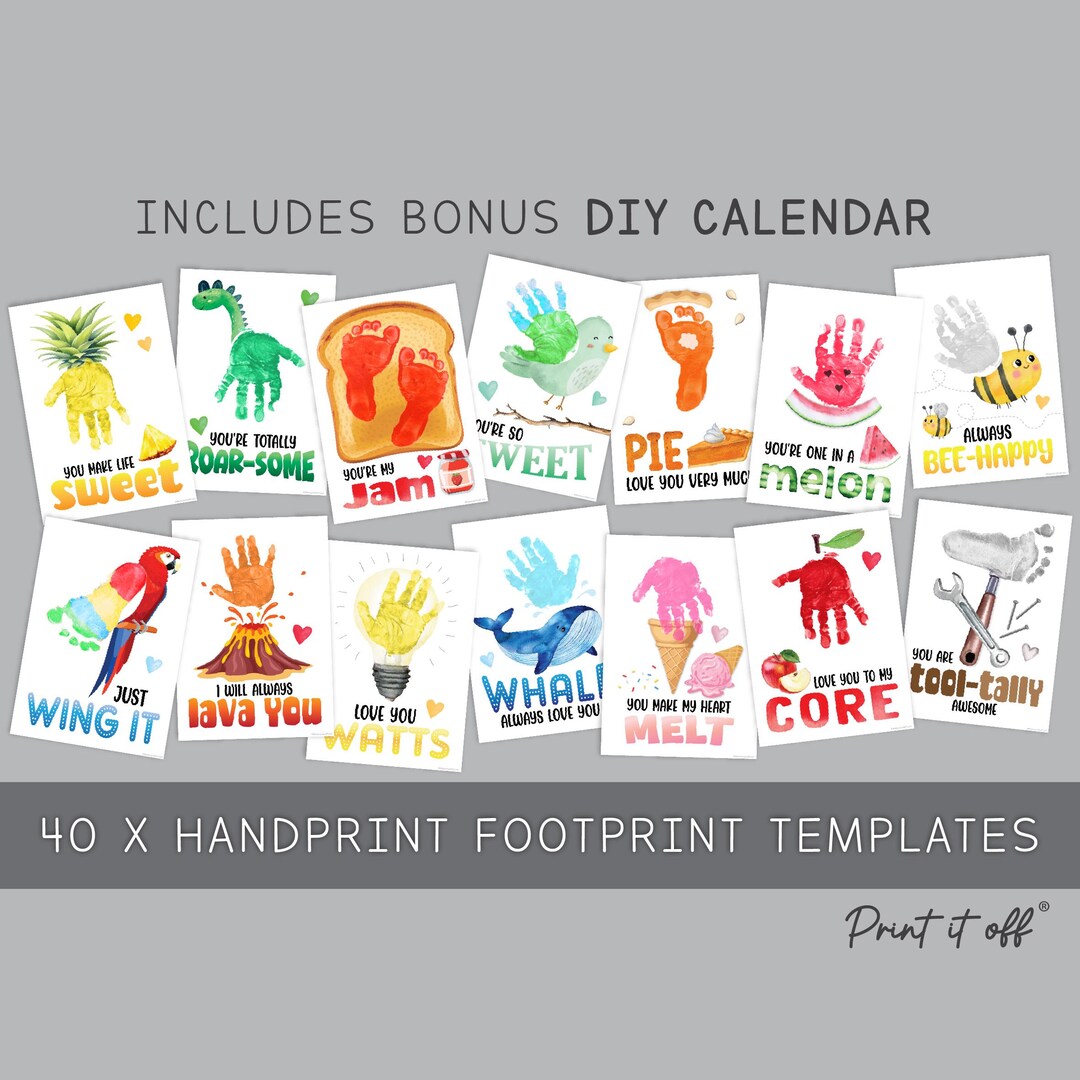 40 X Handprint Footprint Calendar Year Art Craft Pack / DIY Gift Child ...
