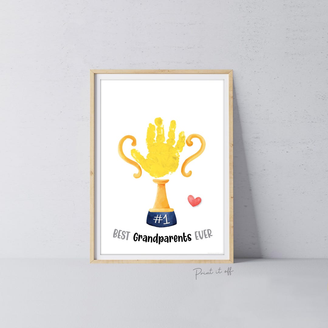 Trophy #1 Grandparents Day Handprint Art Craft / Grandma Grandpa Award ...