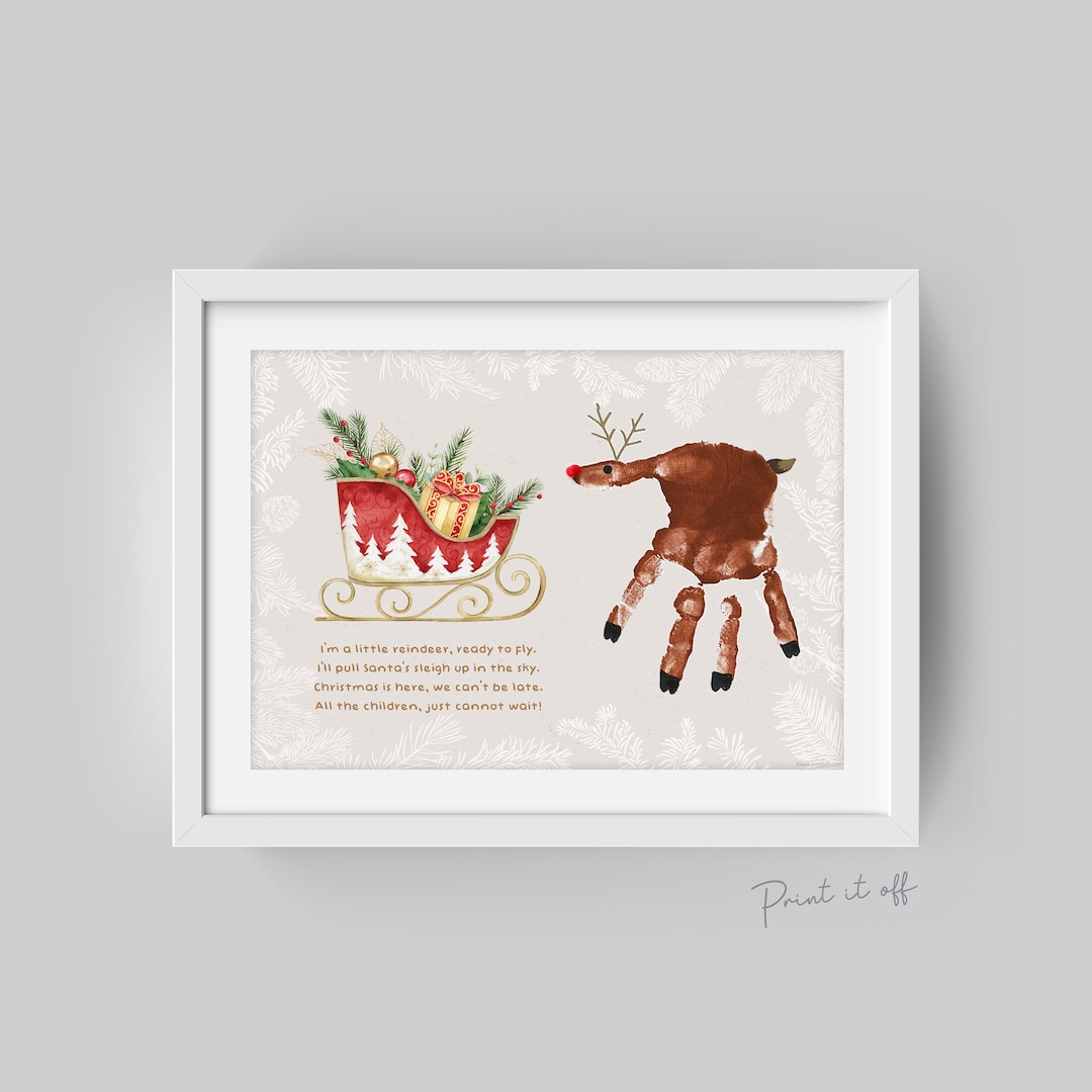 Reindeer Christmas Poem Handprint Art Craft / Xmas Baby Toddler Hand ...