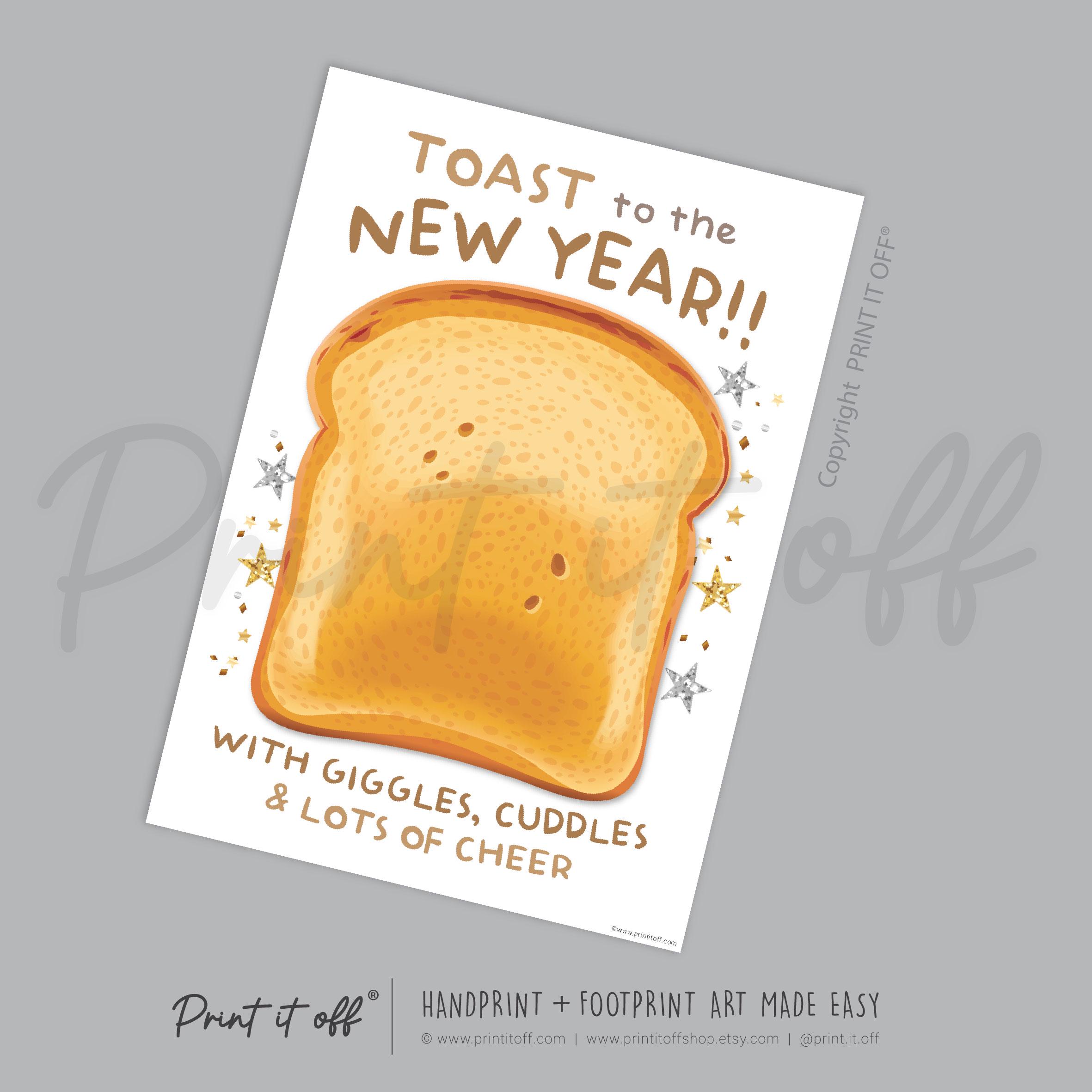 Toast Happy New Year - Handprint Footprint Art Craft Printable Keepsake ...
