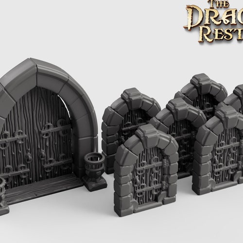 Dungeon Door Set 28mm 32mm Dragon's Rest Wargaming - Etsy