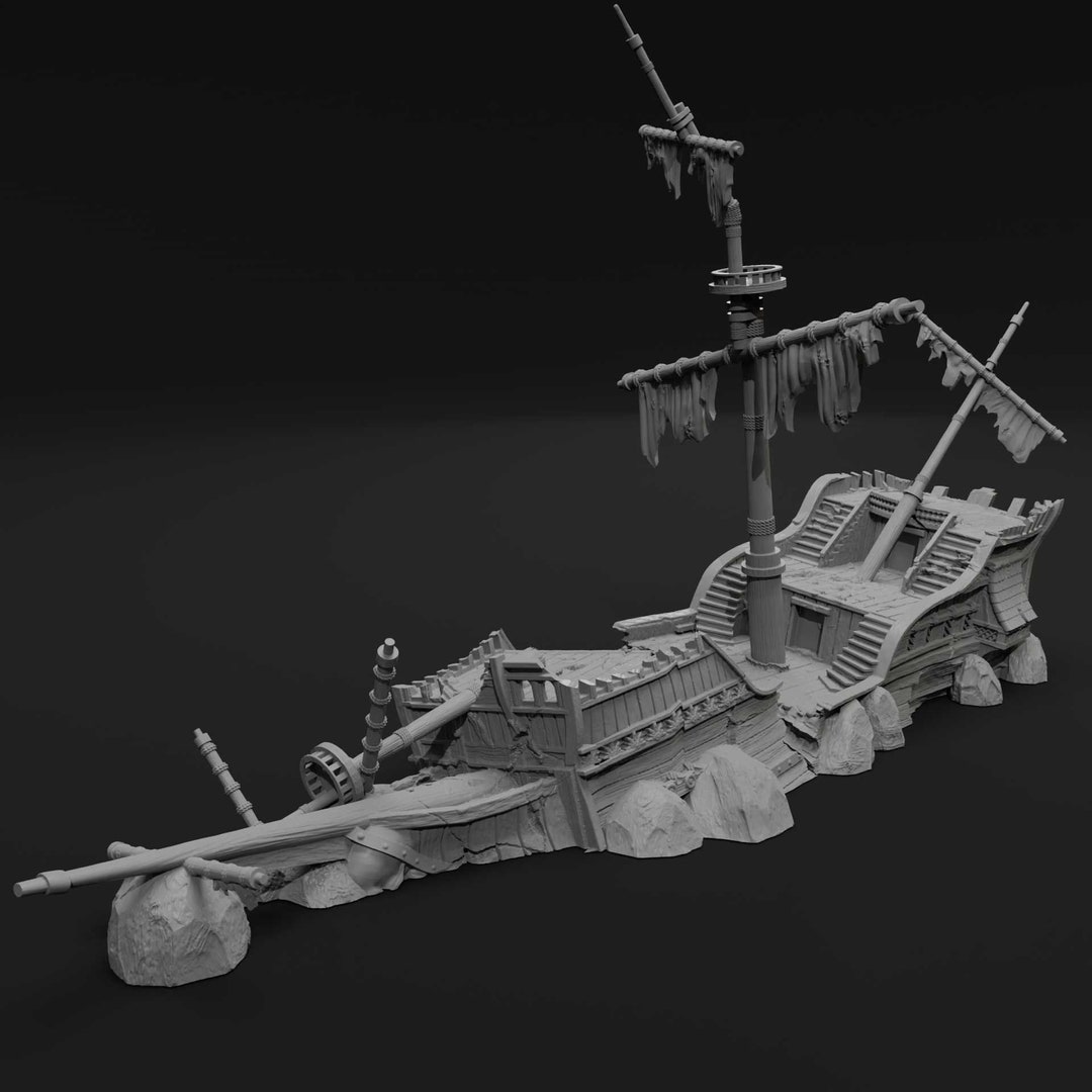 Pirate Wreck - Pirates Vs Sailors Nightmare at Sea - Tabletop Terrain ...
