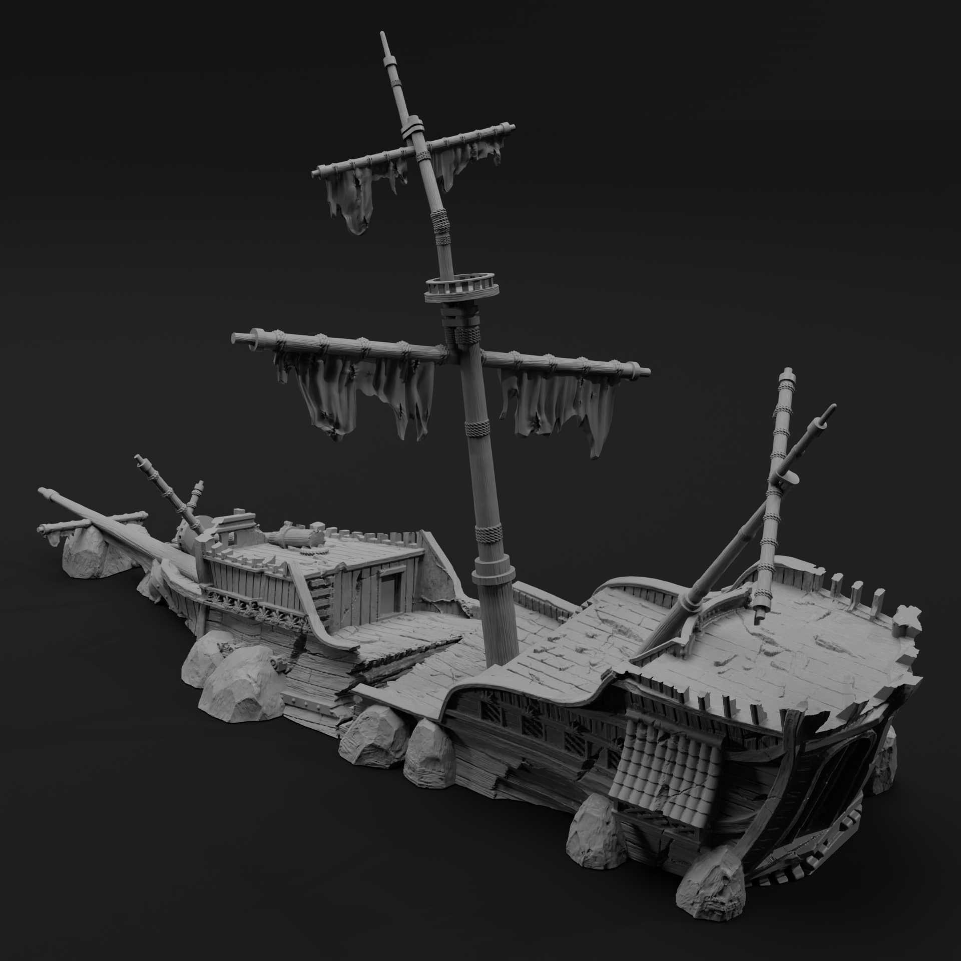 Pirate Wreck - Pirates Vs Sailors Nightmare at Sea - Tabletop Terrain ...