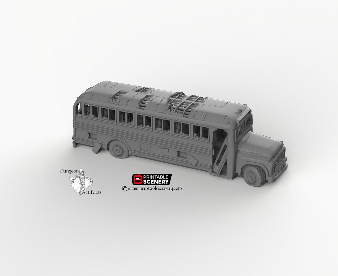 Abandoned School Bus - 15mm 28mm 20mm 32mm Brave New Worlds Wasteworld ...
