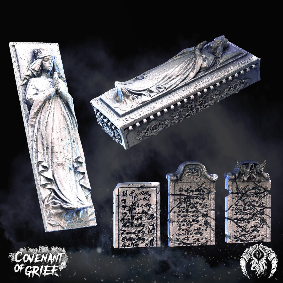 Gravestones and Tomb Kit Covenant of Grief Bestiarum Miniatures D&D ...