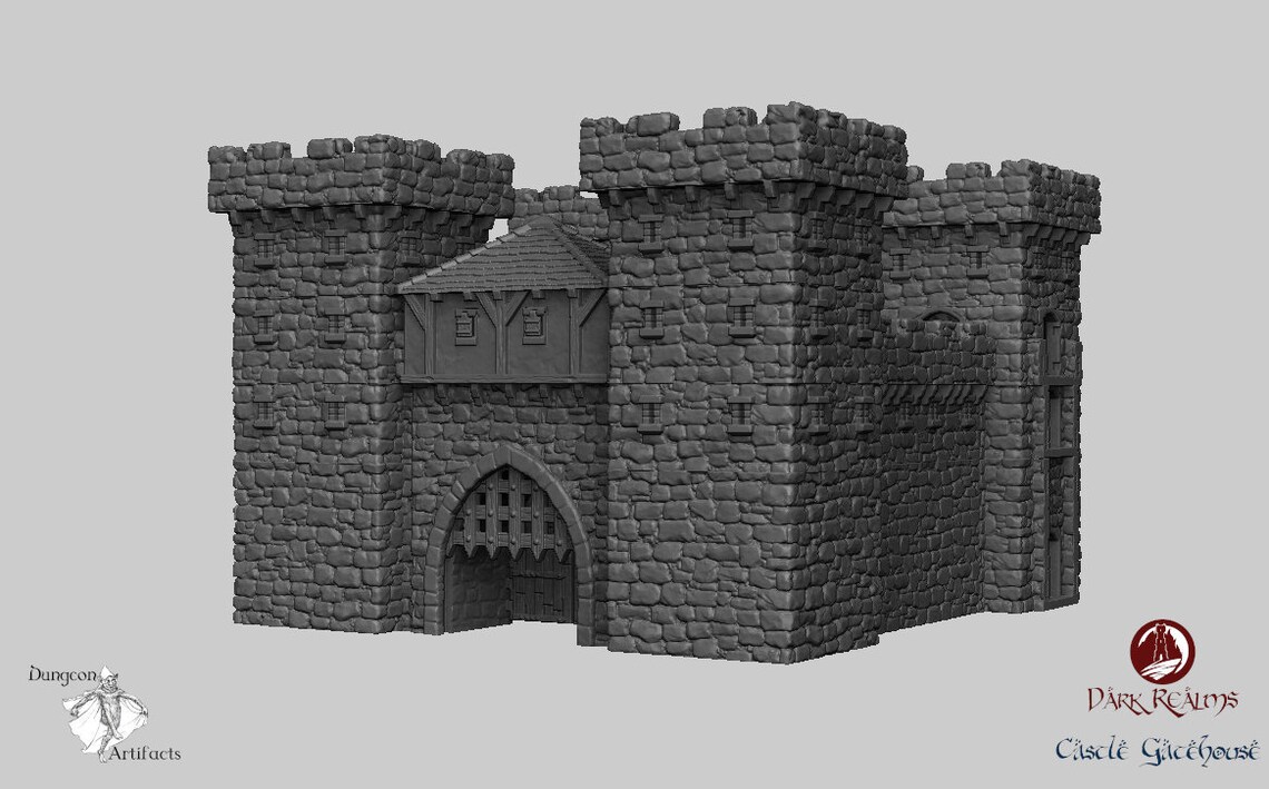 Formidable Gatehouse - 28mm 32mm Dark Realms Castle Gatehouse Medieval ...