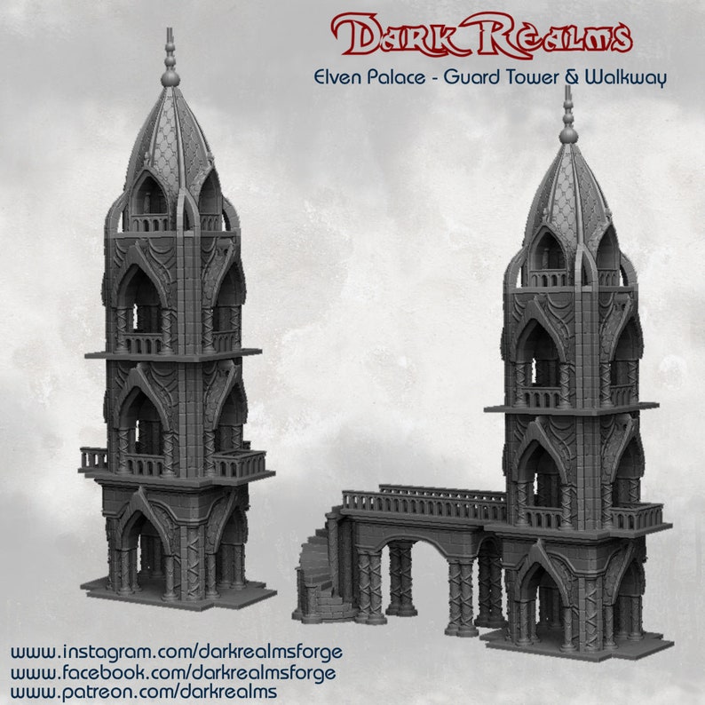 Guard Tower W/ Stairs - Elven Scenery - Dark Realms Terrain Wargaming D ...