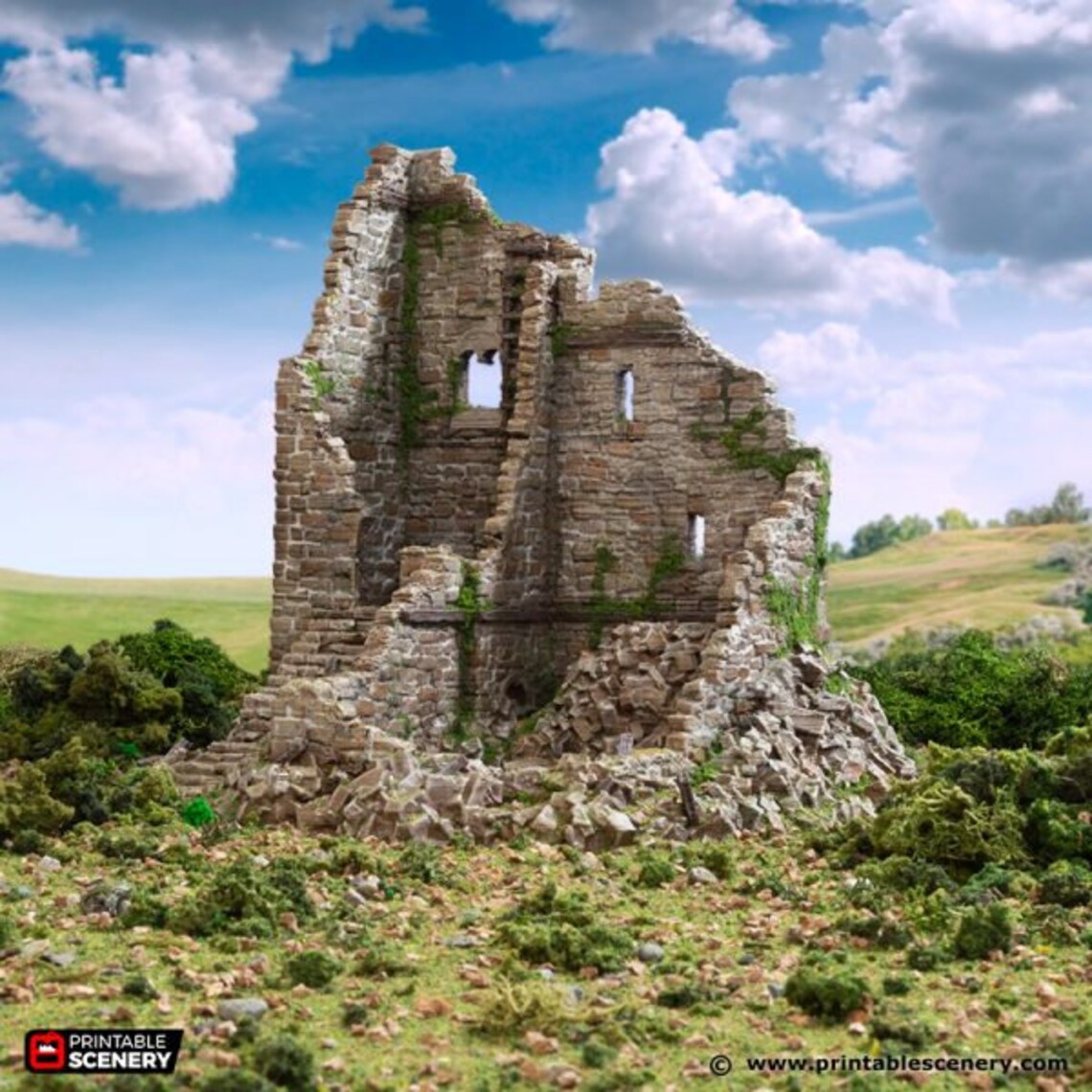 Ruined Norman Stone Fort - King and Country - Printable Scenery Terrain ...