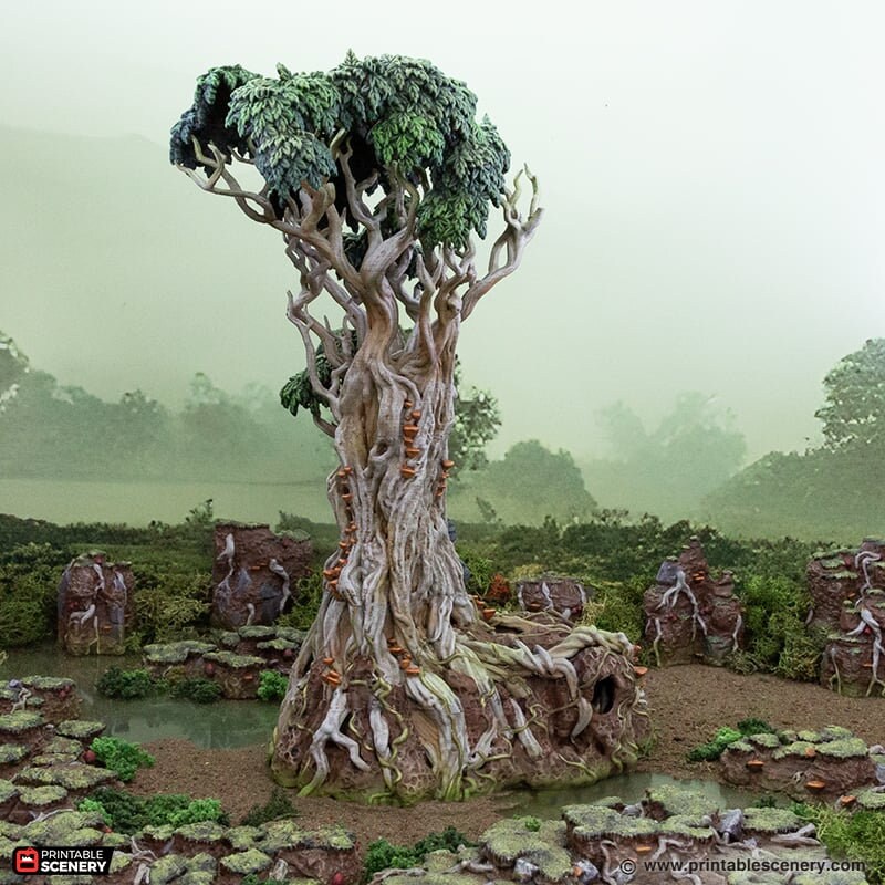 Giant Swamp Tree and Hovel - the Gloaming Swamps - Printable Scenery ...