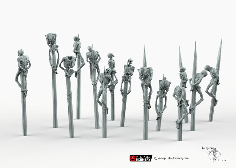 Impaled Skeletons 28mm 32mm 40mm Printable Scenery Shadowfey | Etsy