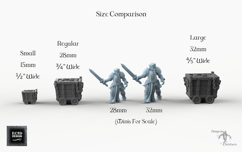 Mine Carts - 15mm 28mm 32mm Skyless Realms EC3D Wargaming Terrain D&D ...