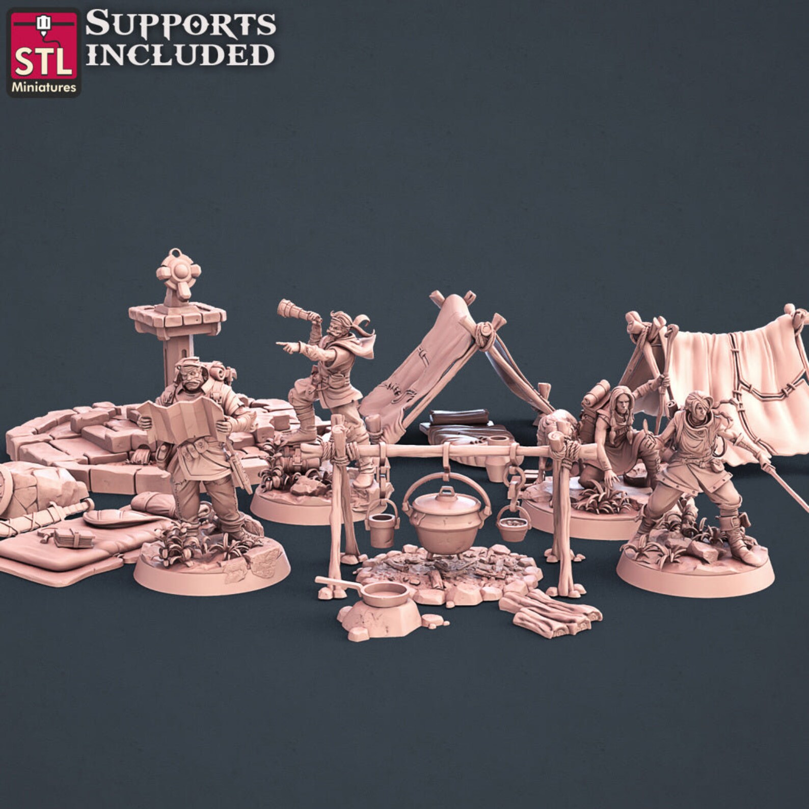 Explorers Set STL Miniatures Wargaming D&d Dnd - Etsy
