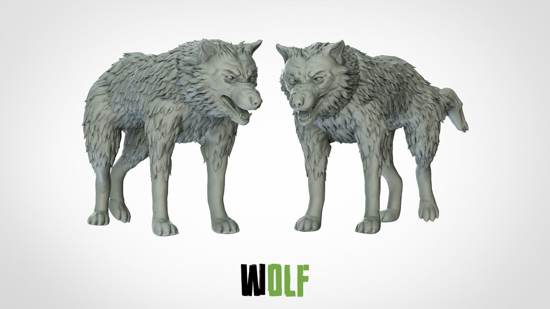 Wolf Growling - Animals - 3D IP Studios - Terrain Wargaming D&D Dnd 28mm 32mm 40mm 54mm 75mm ...