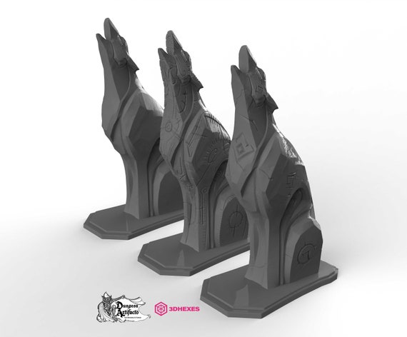 Stylized Wolf Statue 3dhexes Wargaming Terrain D&D Dnd - Etsy
