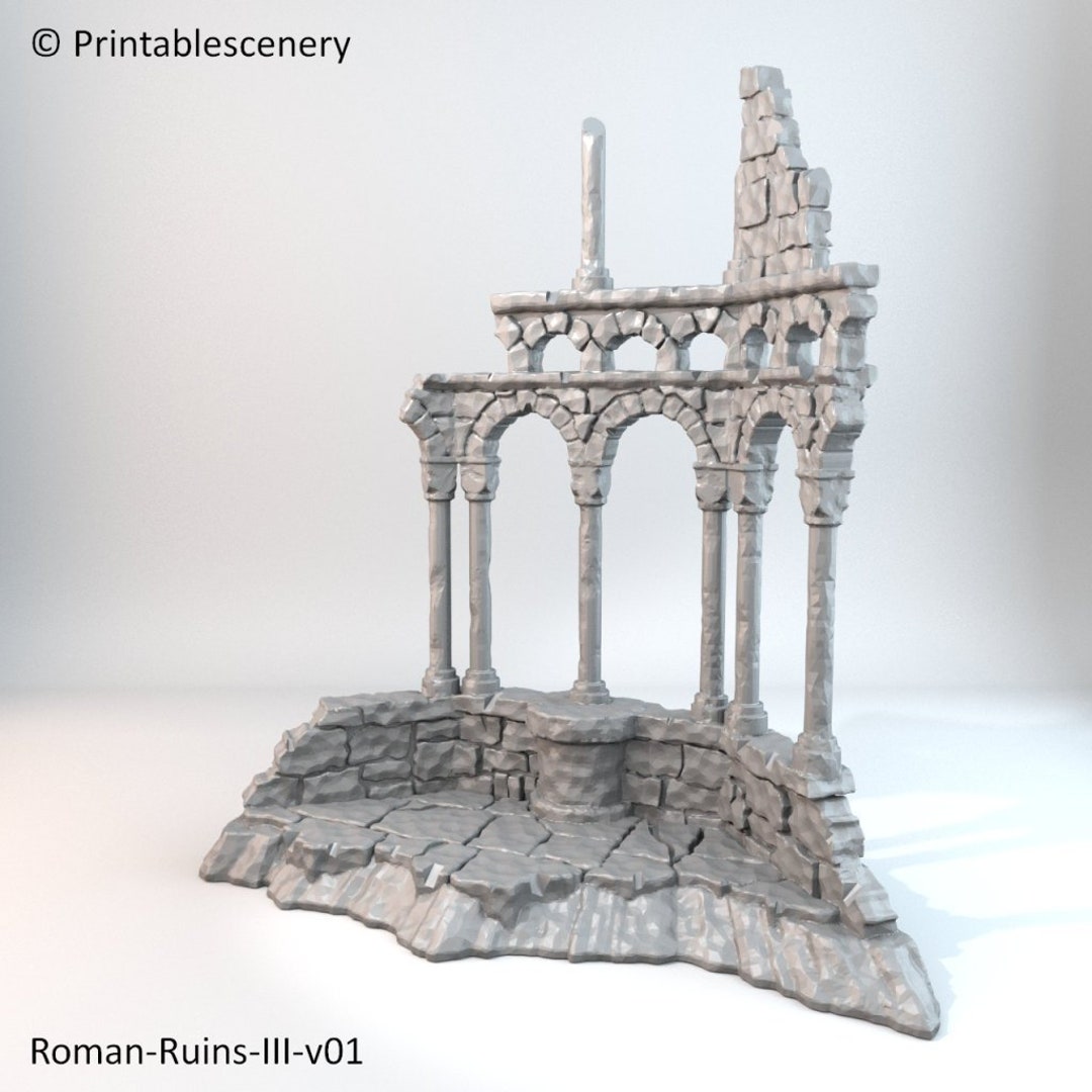 Apocalypse - Roman Ruins Pillared Wall 28mm 32mm Wargaming Terrain D&D ...